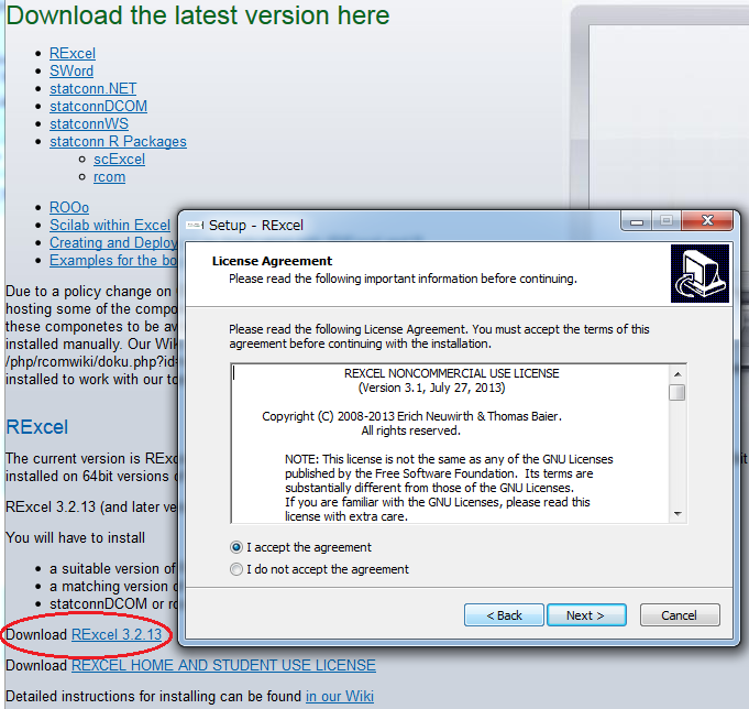 RExcelのインストール方法 2014 年